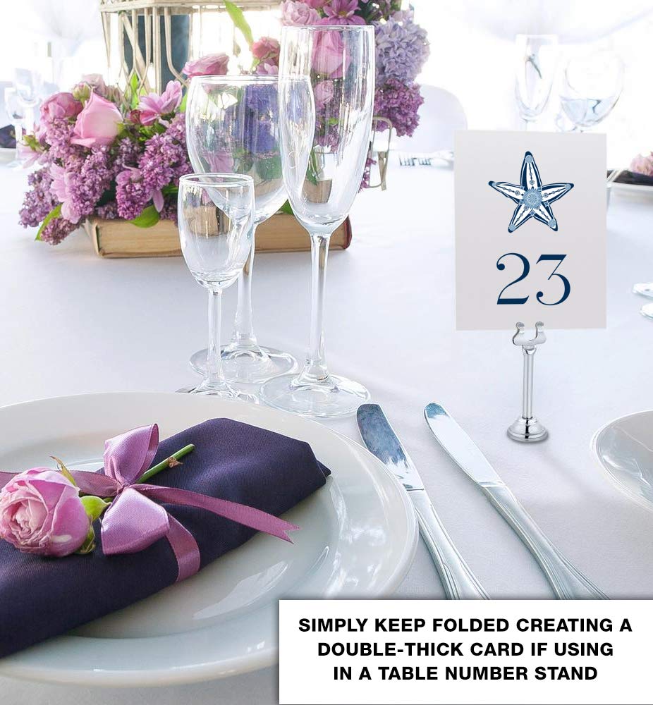 Starfish Wedding Table Numbers, 1-10, Double Sided, Tent or Use in a Stand, Great for Parties & Restaurants - Made in the USA