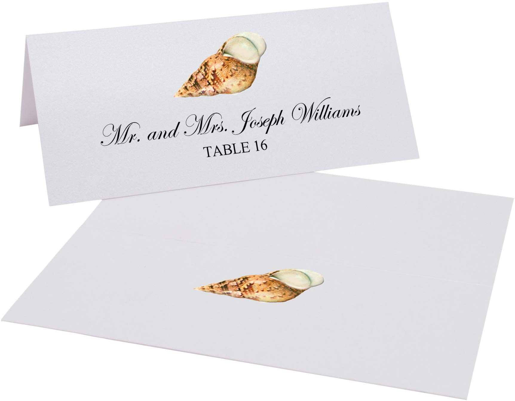 Assorted Seashell Printable Place Cards, Set of 60 (10 Sheets), Laser & Inkjet Printers - Wedding, Party, Dinner, and Special Events - Made in the USA