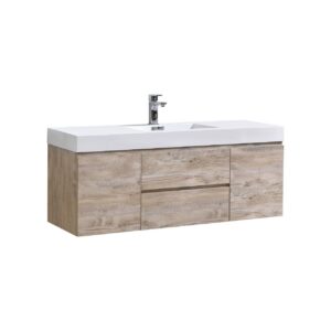 kube bsl60s-nw bliss 60" single sink nature wood wall mount modern bathroom vanity