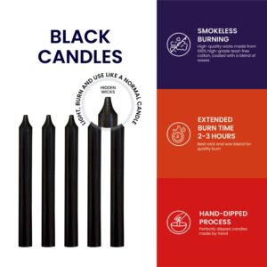 Black Candles for Spells - Black Spell Candles - 48 Pack, Unscented 5" H X 1/2" D, No Smoke for Spell, Chime, Birthdays, Parties, Wicca Wiccan Supplies - Free Candle Spells E-Book