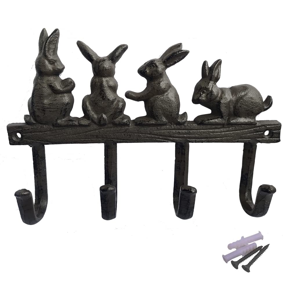 WINTENT Cast Iron Rabbit Wall Hook Rack (Rabbit-1)