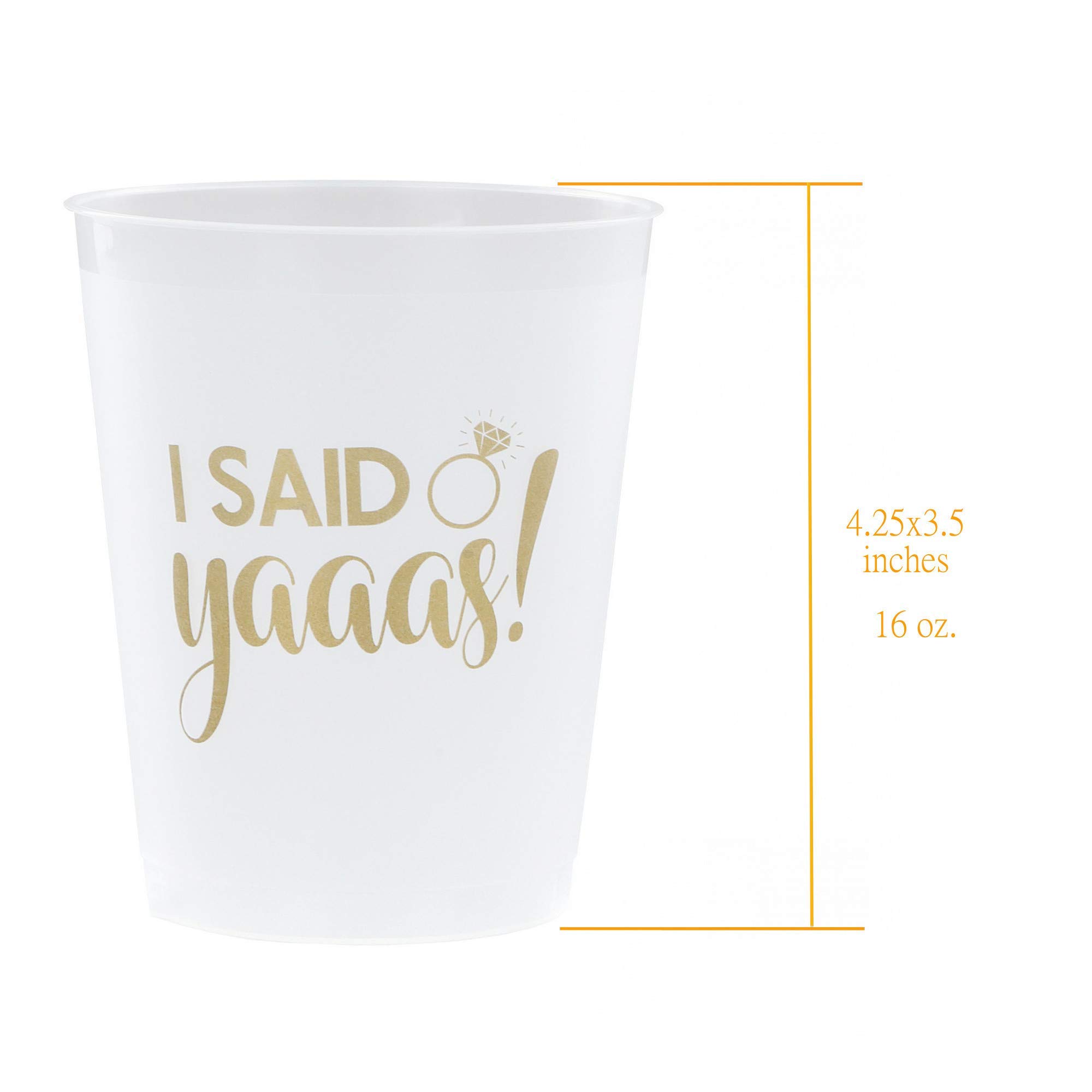 Felitsa Bachelorette Party Cups - I Said Yaaas Style (16 pcs, 16 Oz.) - Engagement Party Decoration and Bridal Shower Gift