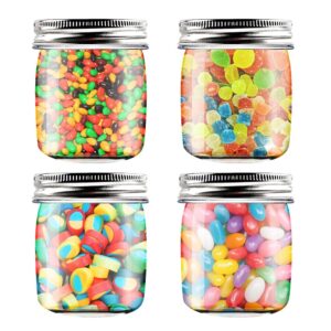 novelinks 8 Ounce Clear Plastic Jars Containers With Screw On Lids - Refillable Round Empty Plastic Slime Storage Containers for Kitchen & Household Storage - BPA Free (32 Pack)