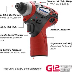 ACDelco ARI12105-K5 G12 Series 12V Cordless Li-ion 3/8” 2-Speed Drill Driver & ¼” Impact Driver Combo Tool Kit with 2 Batteries