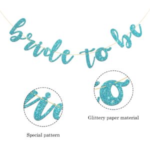 Talorine Bride to Be Banner for Bridal Shower, Engaged, Marry Party, Wedding, Hen Night Party Decorations (Blue Glitter)