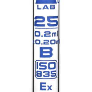 EISCO Serological Pipette, 25ml - Class B, Tolerance ±0.200ml - Blue Graduations - Color Code, White - Calibrated for Delivery to Jet - Borosilicate Glass