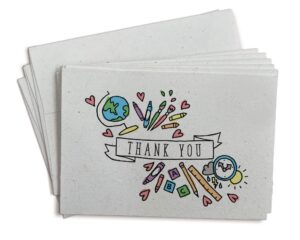 school supplies thank you cards - 24 greeting cards with envelopes - school thank you notecards for teacher appreciation