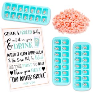 juvale my water broke baby shower game with 60 1-inch mini plastic babies, 3 ice cube trays, and 1 sign