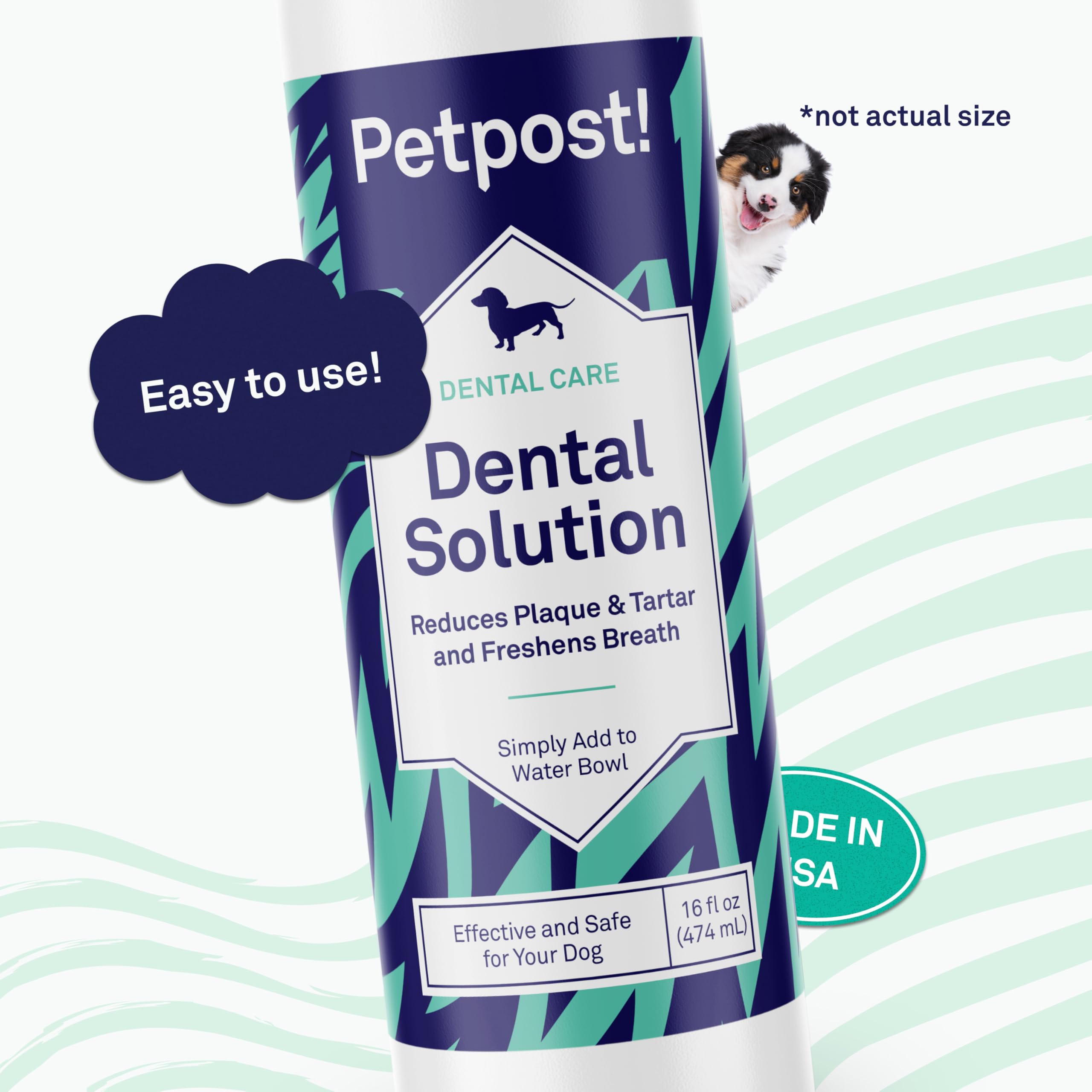 Petpost | Dental Solution for Dogs - Water Additive That Eliminates Bad Breath - Dirt, Gunk, and Tooth Buildup Gone - Natural Tooth Cleaning Solution 16 oz.