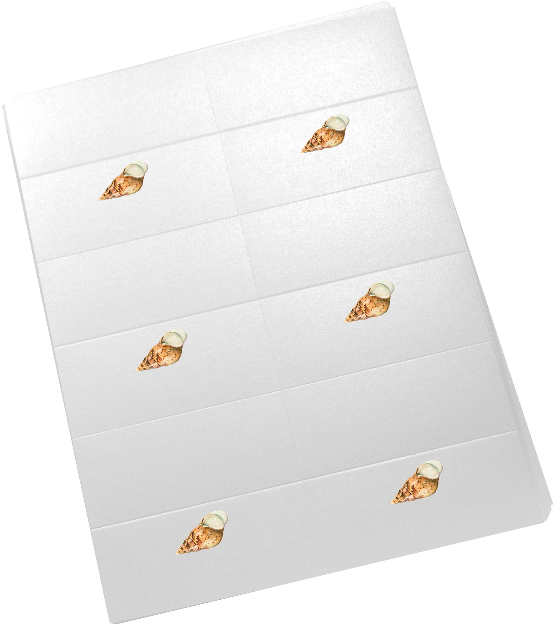 Assorted Seashell Printable Place Cards, Set of 60 (10 Sheets), Laser & Inkjet Printers - Wedding, Party, Dinner, and Special Events - Made in the USA