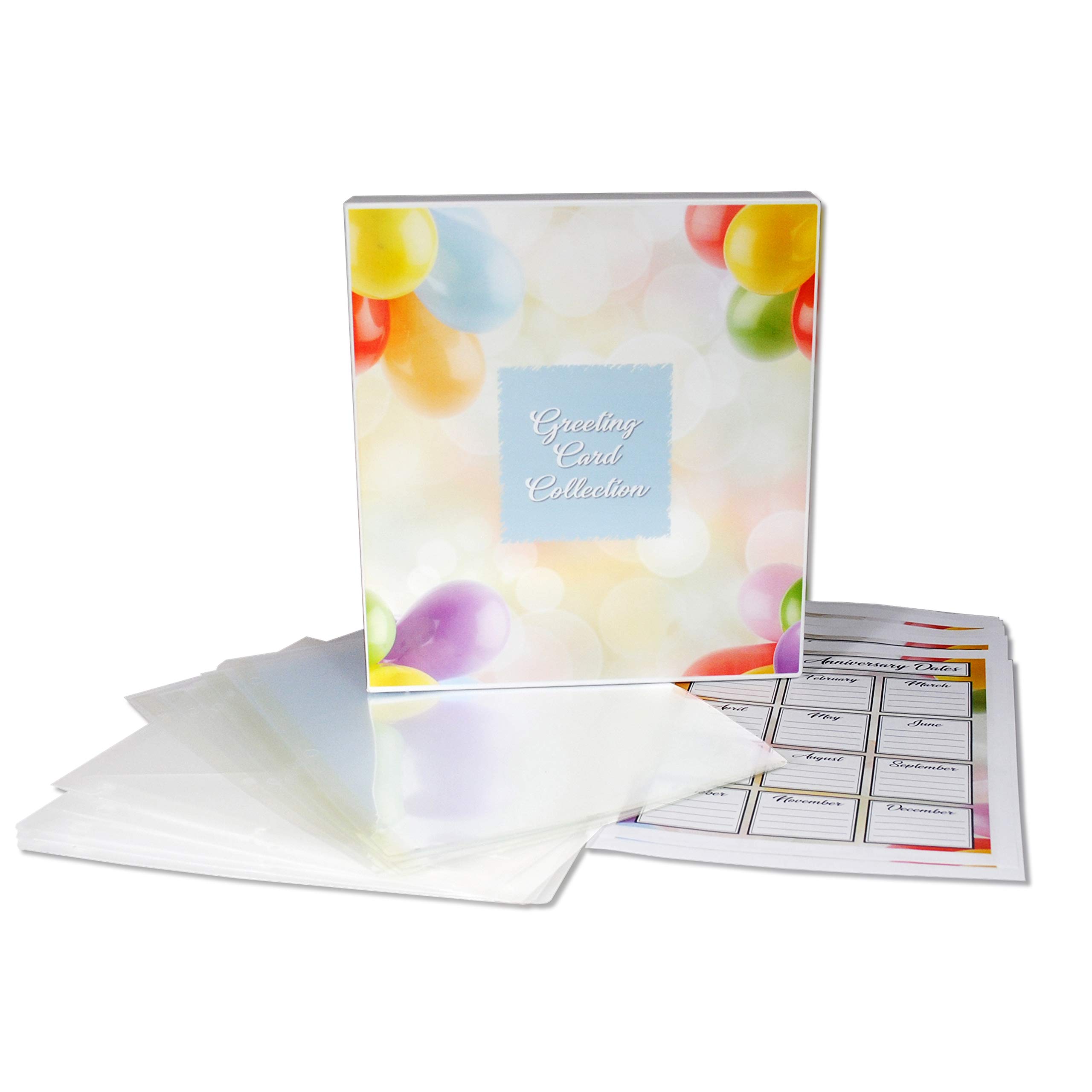 UniKeep Greeting Card Planner and Organizer - Month by Month - Reusable Card Storage - Never Forget Birthdays, Anniversaries, and Weddings - 1.5" Large Capacity - Fully Enclosed 3 Ring Binder Kit