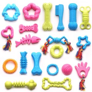 yunkingdom 20 pack rubber chew toys for small dog,tug squeaky teething toys for puppy,interactive funny pets toys