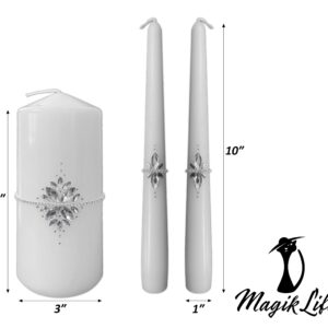 Magik Life Unity Candle Set for Wedding - Wedding Unity Set for Reception and Ceremony - Candle Sets - 6 Inch Pillar and 2 * 10 Inch Tapers