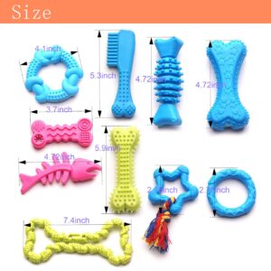 YUNKINGDOM 20 Pack Rubber Chew Toys for Small Dog,Tug Squeaky Teething Toys for Puppy,Interactive Funny Pets Toys