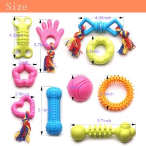 YUNKINGDOM 20 Pack Rubber Chew Toys for Small Dog,Tug Squeaky Teething Toys for Puppy,Interactive Funny Pets Toys