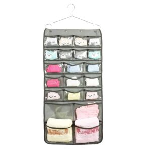 NIMES Hanging Closet Underwear Sock Bra Organizer Dual-Sided Accessories Storage With 42 Clear Pockets (GREY)