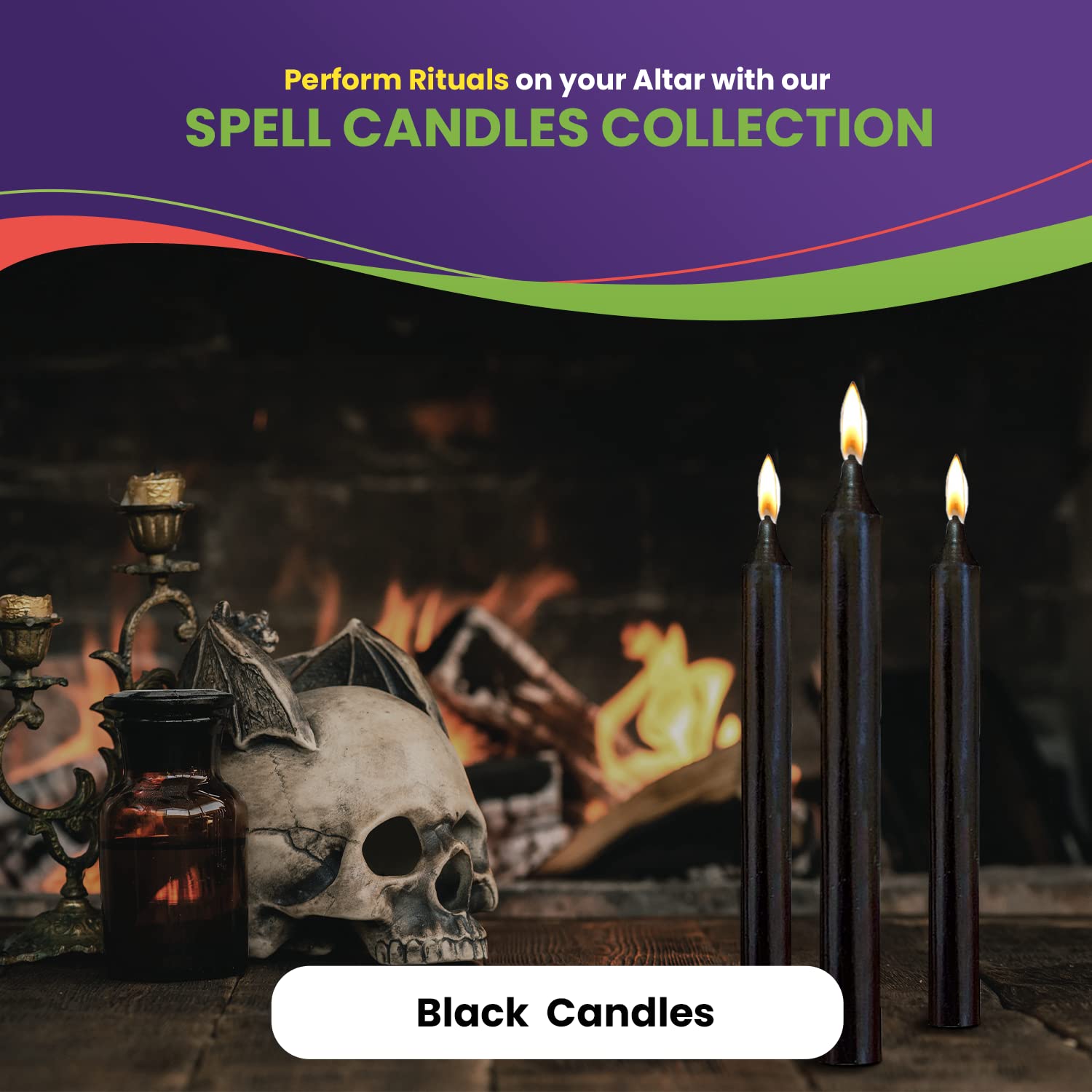 Black Candles for Spells - Black Spell Candles - 48 Pack, Unscented 5" H X 1/2" D, No Smoke for Spell, Chime, Birthdays, Parties, Wicca Wiccan Supplies - Free Candle Spells E-Book