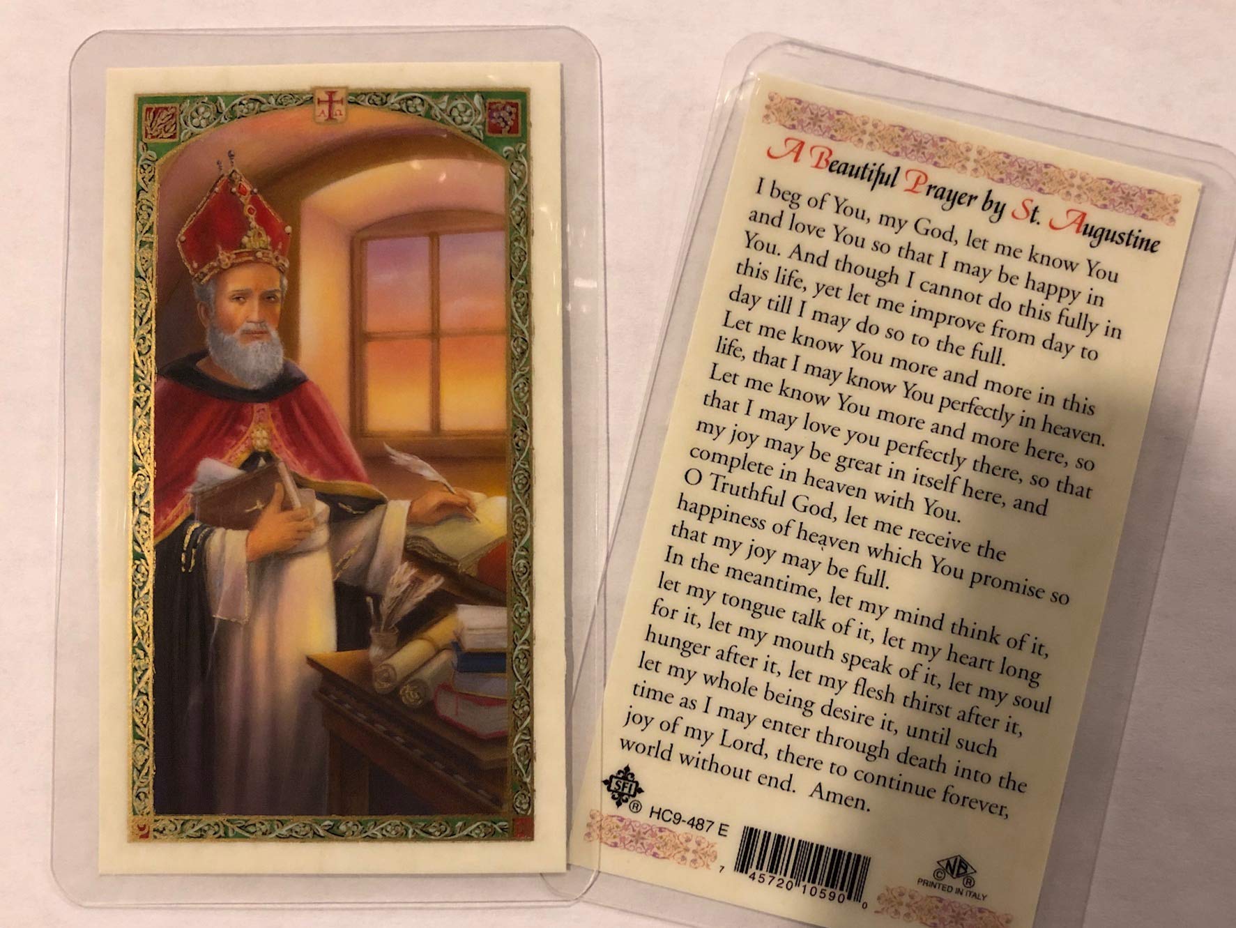 Holy Prayer Cards for A Beautiful Prayer by Saint Augustine in English Set of 2