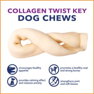 Pet Factory CareChewz Collagen 6-7" Twist Keys Dog Chew Treats - Natural Flavor, 6 Count/1 Pack