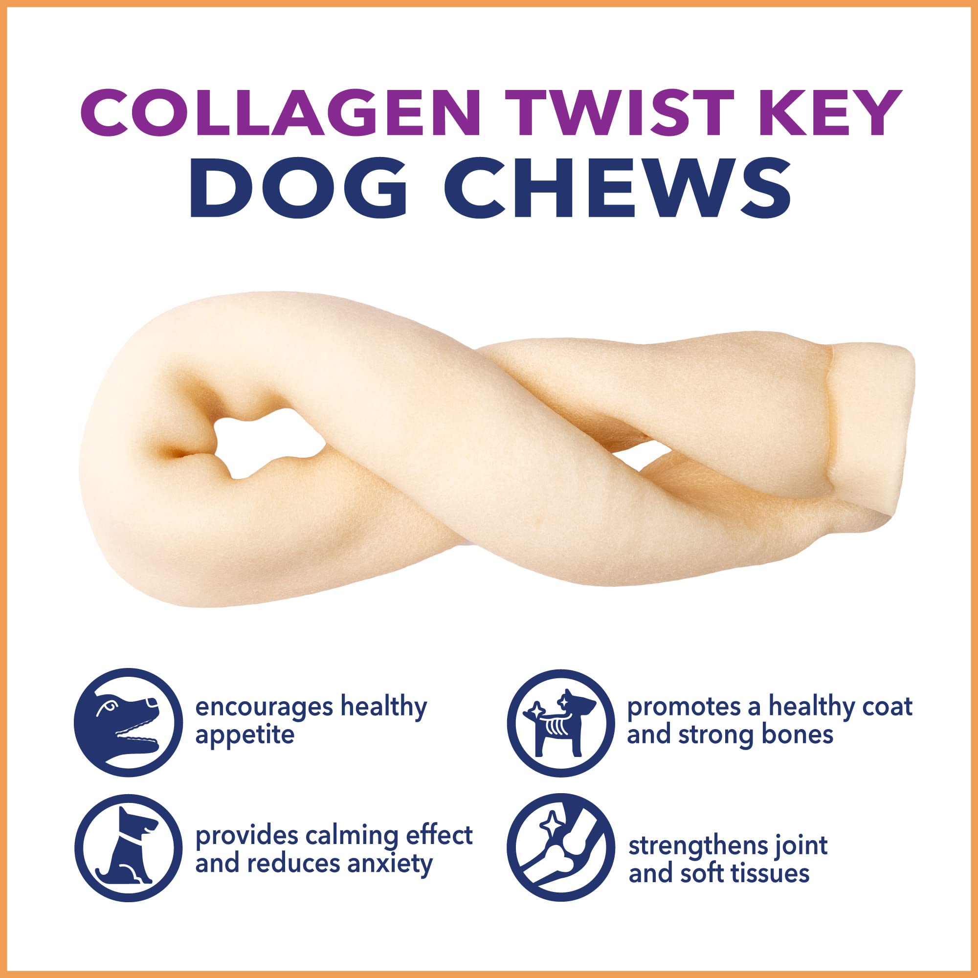 Pet Factory CareChewz Collagen 6-7" Twist Keys Dog Chew Treats - Natural Flavor, 6 Count/1 Pack