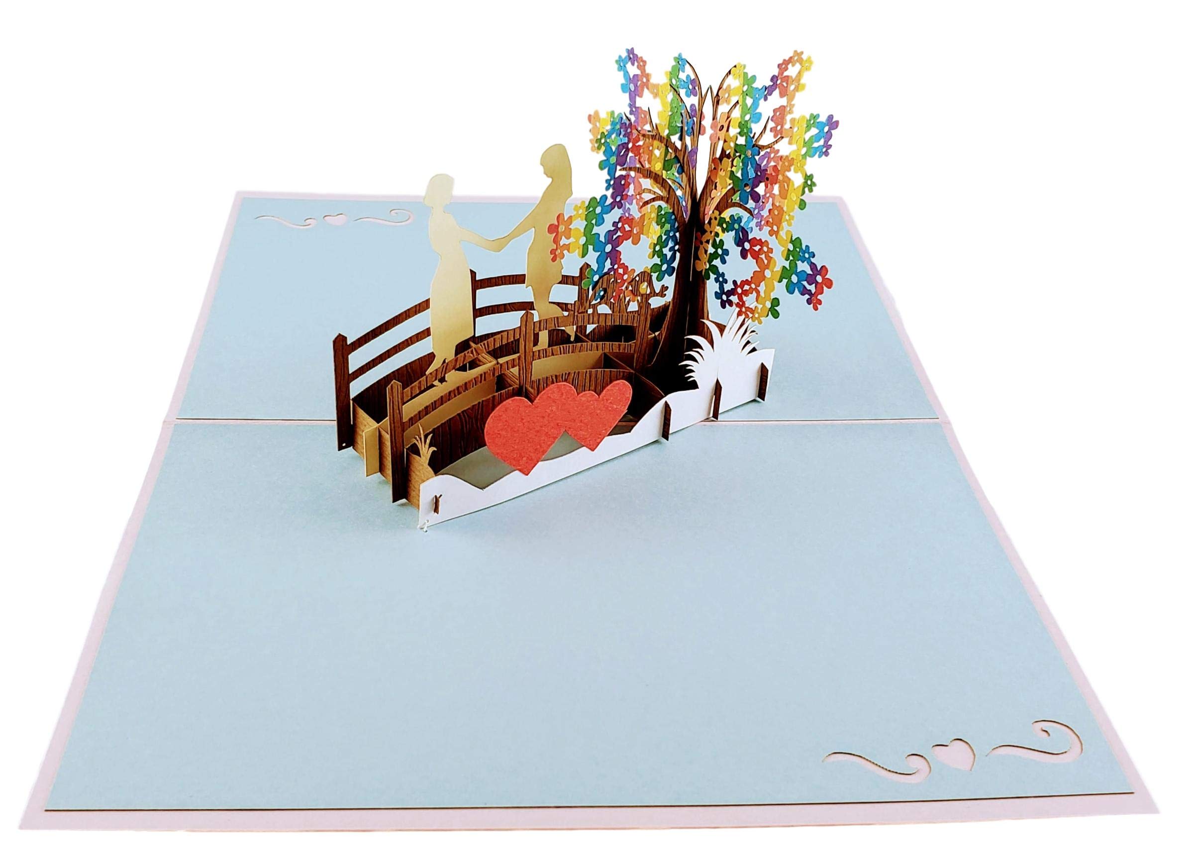 iGifts And Cards Awesome Lesbian Couple True Love 3D Pop Up Greeting Card - Wedding, Marriage, Engagement, Anniversary, Half-Fold, Pride, Lovers, Women, Brides, Wives, LGBT, Romantic, Rainbow