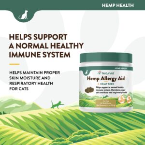 NaturVet Hemp Allergy Aid Plus Hemp Seed Soft Chews for Cats, 60 ct, Made in The USA