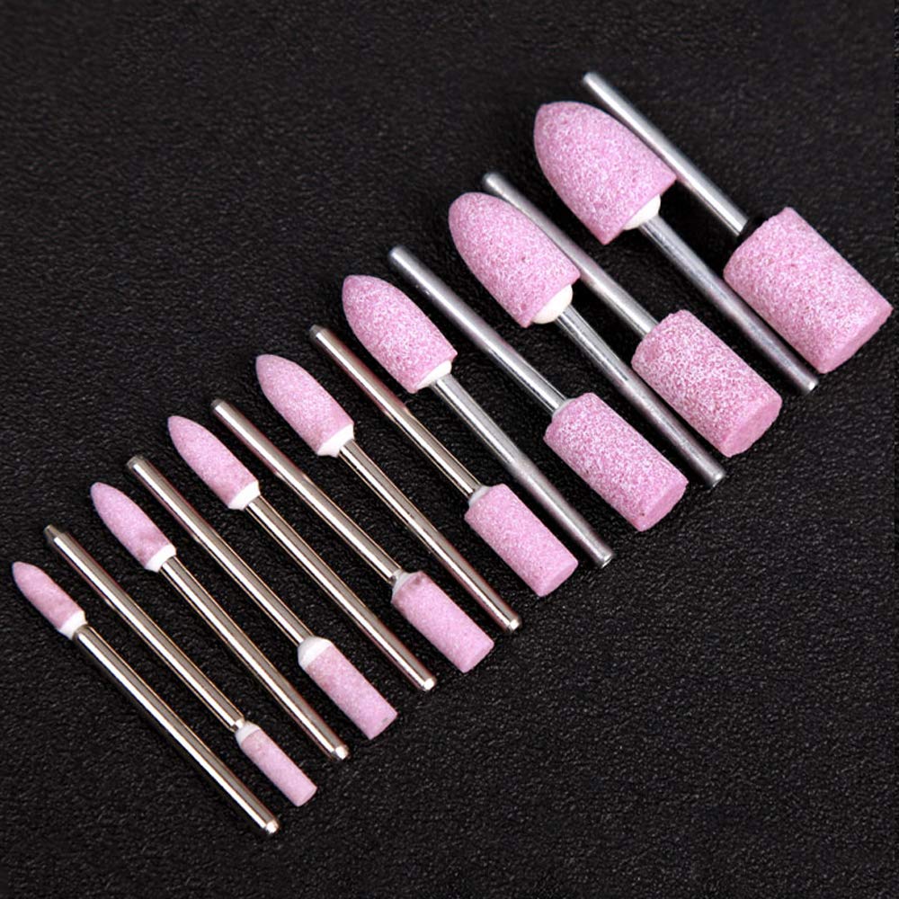 Oudtinx 10 Pcs 1/8 Shank Abrasive Mounted Stone Rotary Tool Grinding Wheels Bit Set for Dremel