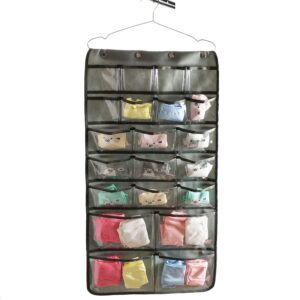 NIMES Hanging Closet Underwear Sock Bra Organizer Dual-Sided Accessories Storage With 42 Clear Pockets (GREY)