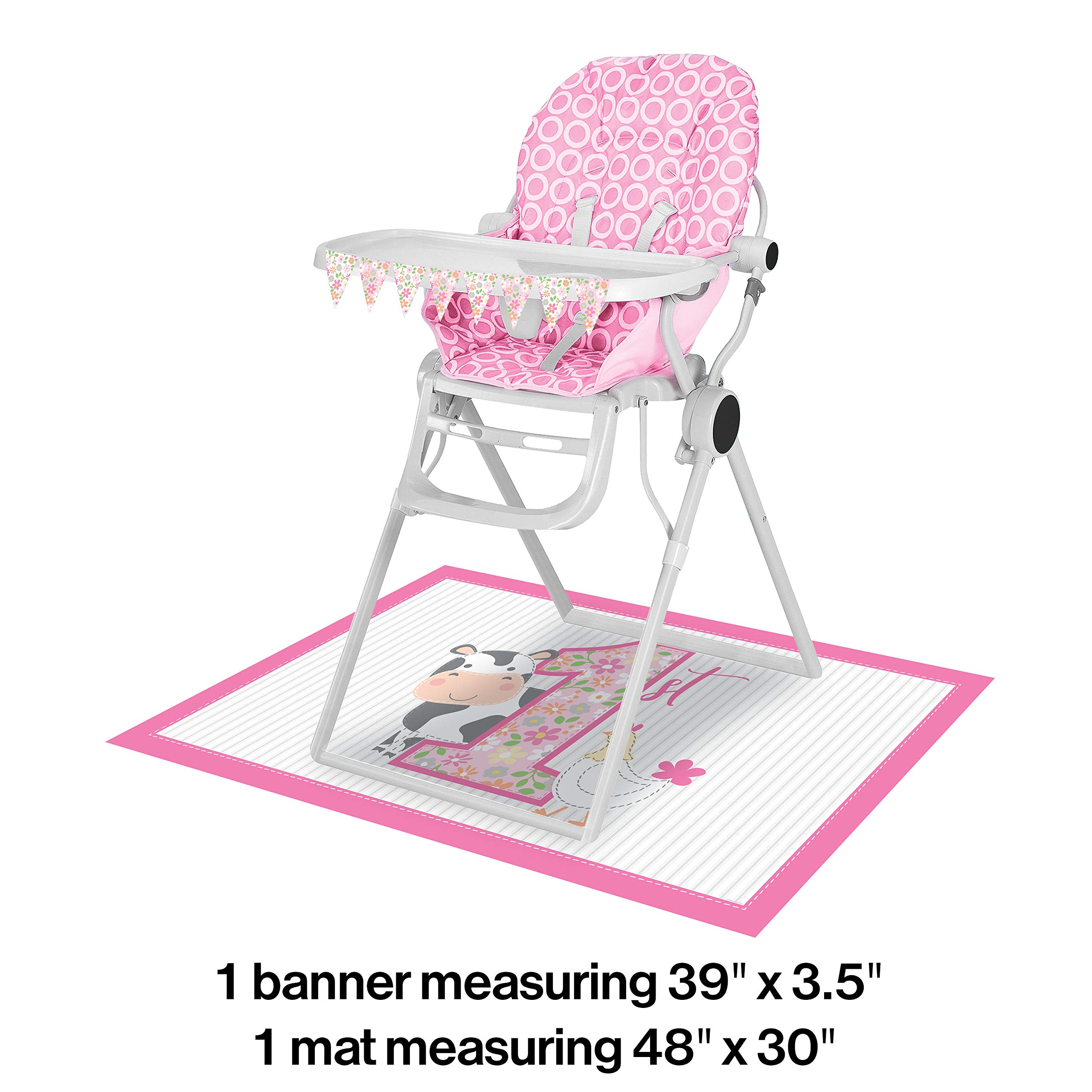 Creative Converting 340503 Farmhouse 1st Birthday Girl High Chair Kit