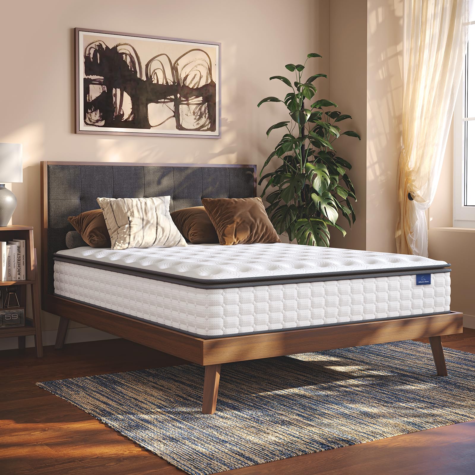 Vesgantti Twin Mattress, 10 Inch Hybrid Twin Size Mattress in a Box, Single Bed Pillow Top Mattress, Foam and Pocket Coils Innerspring Mattresses, Pressure Relief, Medium Firm Feel