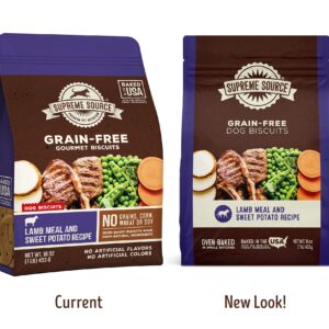 Supreme Source Grain Free Protein Dog Biscuits, Lamb Meal & Sweet Potato Recipe, 1 Pound Bag