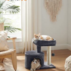 Feandrea Cat Tree, Cat Tower with Sisal-Covered Scratching Post, Cat Condo with Padded Perch, for Small Spaces, Kittens, Smoky Gray UPCT50G