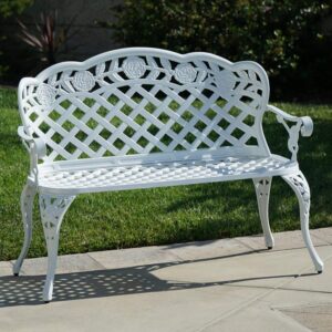 hi-line gift 78649-wt white lattice design garden bench