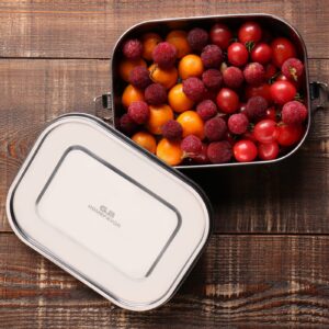 G.a HOMEFAVOR Stainless Steel Bento Lunch Food Box Container, Large 1400ML Metal Bento Lunch Box Container - Lockable Clips to Leak Proof - BPA-Free - Dishwasher Safe