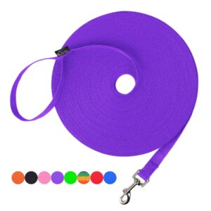 hi kiss dog/puppy obedience recall training agility lead - 15ft 20ft 30ft 50ft 100ft training leash - great for training, play, camping, or backyard purple 15 feet