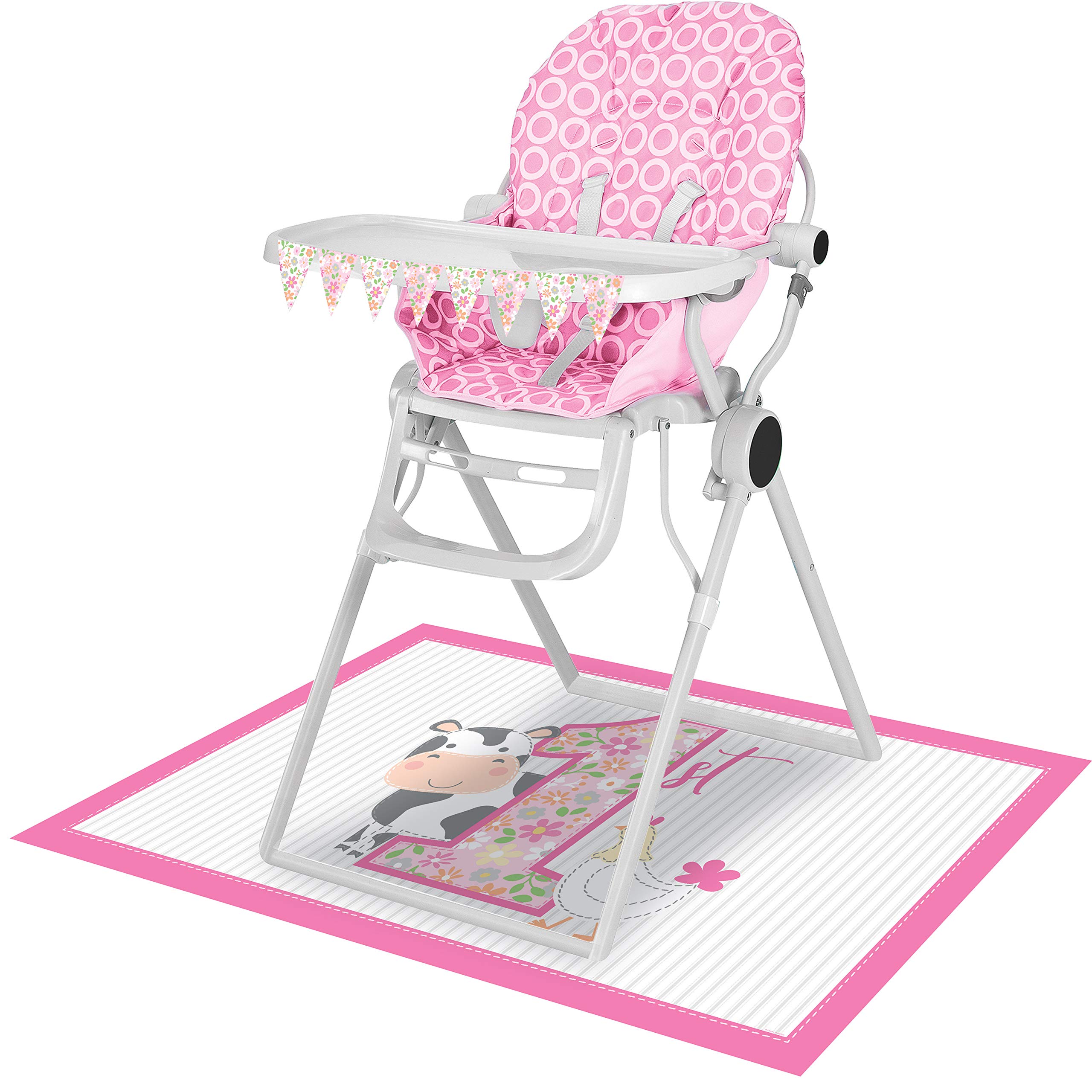 Creative Converting 340503 Farmhouse 1st Birthday Girl High Chair Kit