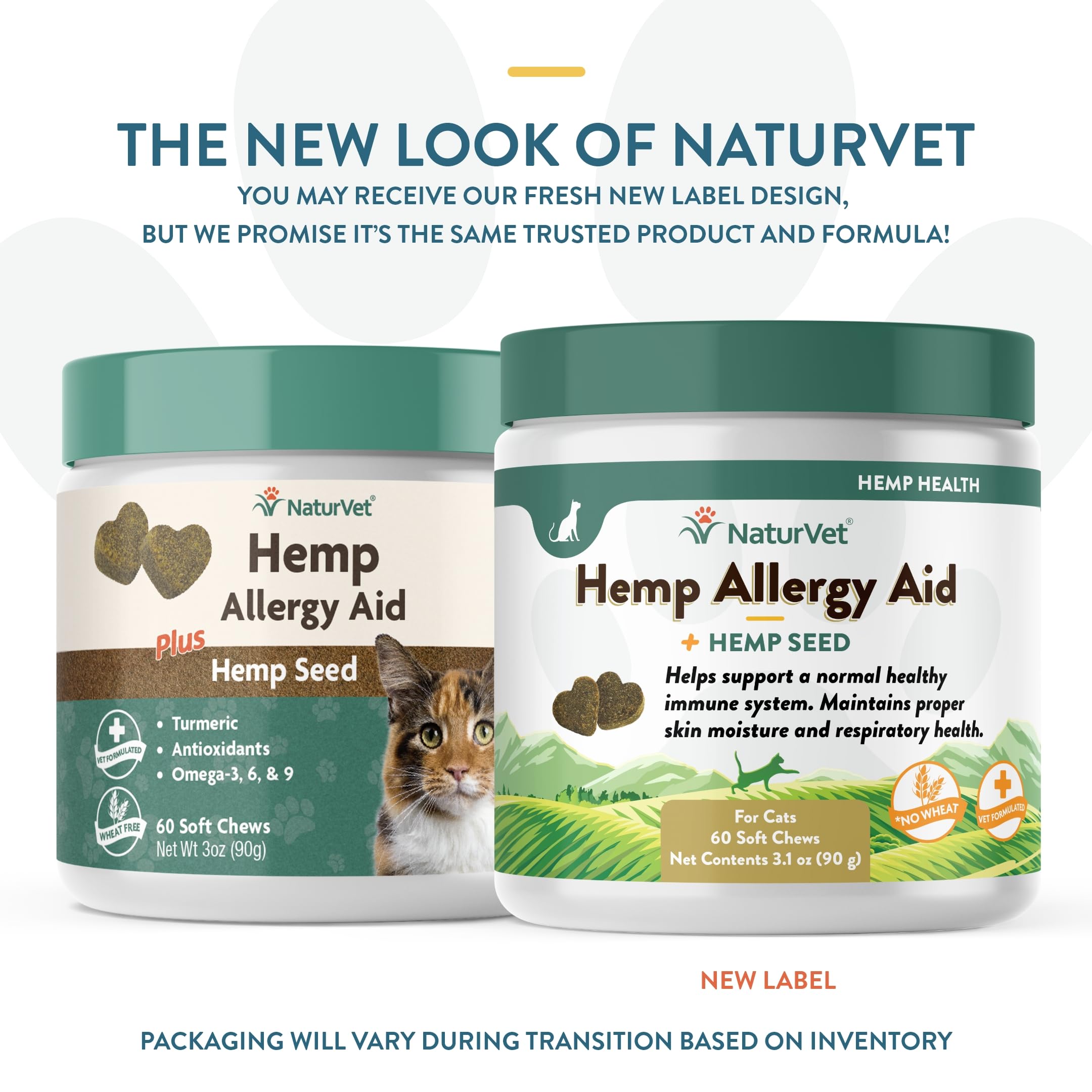 NaturVet Hemp Allergy Aid Plus Hemp Seed Soft Chews for Cats, 60 ct, Made in The USA