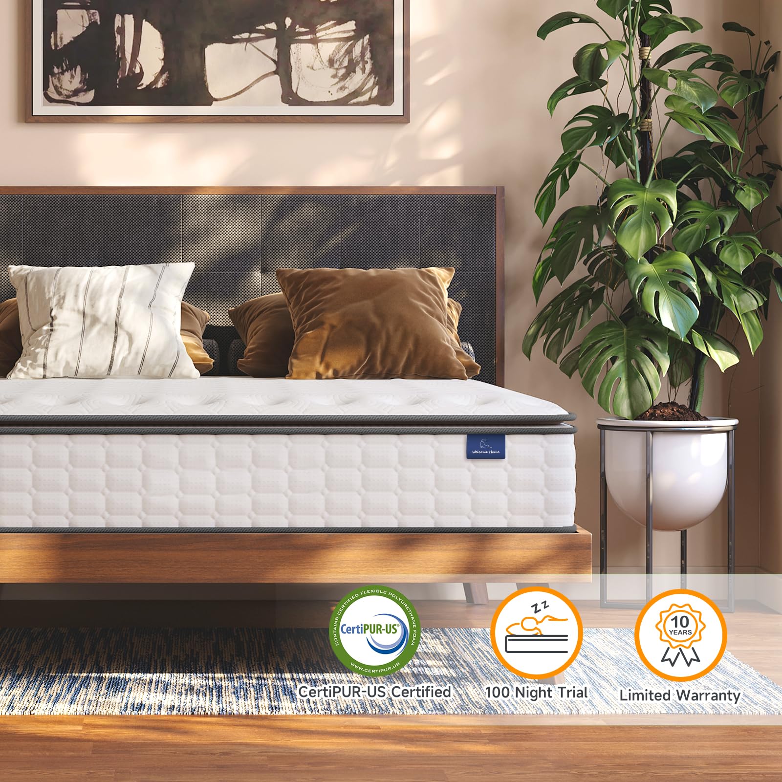 Vesgantti Twin Mattress, 10 Inch Hybrid Twin Size Mattress in a Box, Single Bed Pillow Top Mattress, Foam and Pocket Coils Innerspring Mattresses, Pressure Relief, Medium Firm Feel