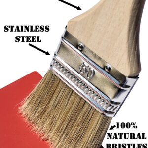 2-Pack of Professional 2-Inch Flat Paint Brushes – Natural Bristles & Wooden Handle – Perfect for Acrylic, Chalk, Oil, Watercolor, Stain, Varnish & More – Ideal for Art, Crafts, Walls & DIY Projects