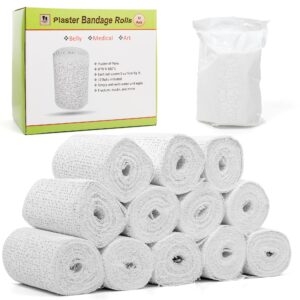 12pc plaster of paris rolls - fast setting gauze for mache, belly casting, & sculptures | art and craft bandages, wraps, masks