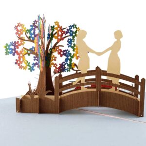 iGifts And Cards Awesome Lesbian Couple True Love 3D Pop Up Greeting Card - Wedding, Marriage, Engagement, Anniversary, Half-Fold, Pride, Lovers, Women, Brides, Wives, LGBT, Romantic, Rainbow