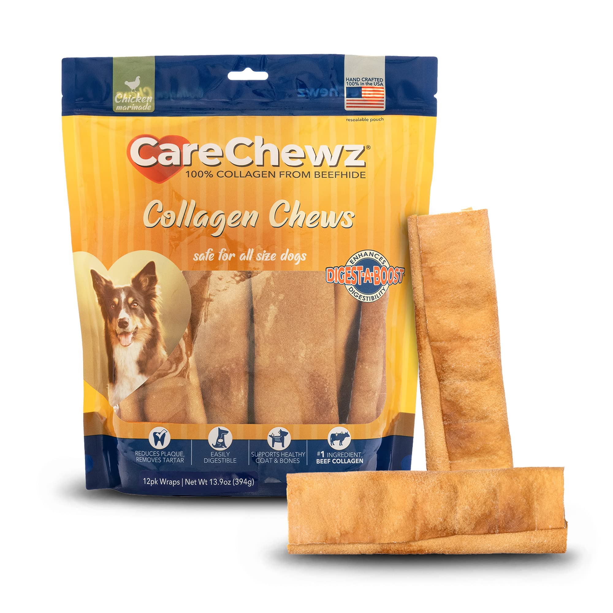 Pet Factory CareChewz Collagen 6-7" Small Wraps Dog Chew Treats - Chicken Flavor, 12 Count/1 Pack