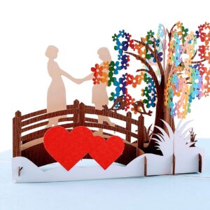 iGifts And Cards Awesome Lesbian Couple True Love 3D Pop Up Greeting Card - Wedding, Marriage, Engagement, Anniversary, Half-Fold, Pride, Lovers, Women, Brides, Wives, LGBT, Romantic, Rainbow