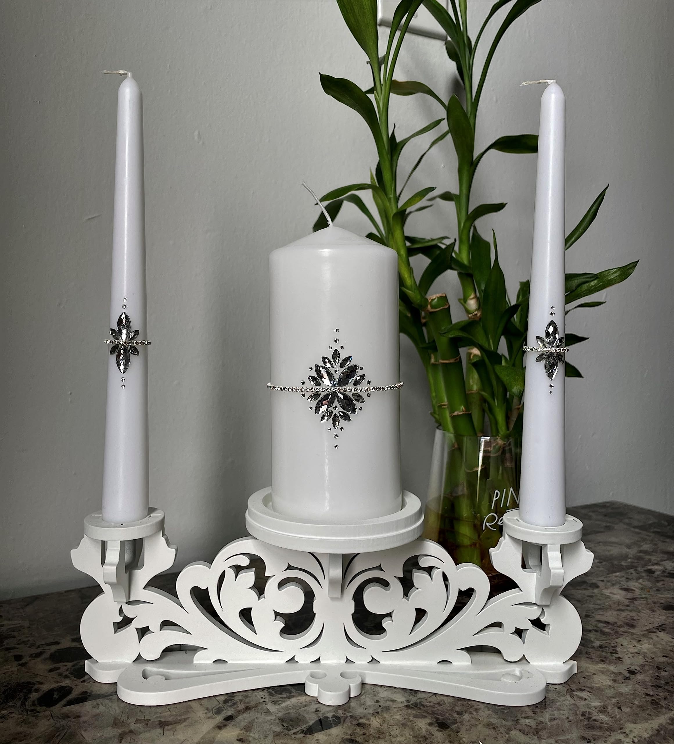 Magik Life Unity Candle Set for Wedding - Wedding Unity Set for Reception and Ceremony - Candle Sets - 6 Inch Pillar and 2 * 10 Inch Tapers