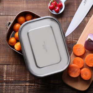 G.a HOMEFAVOR Stainless Steel Bento Lunch Food Box Container, Large 1400ML Metal Bento Lunch Box Container - Lockable Clips to Leak Proof - BPA-Free - Dishwasher Safe