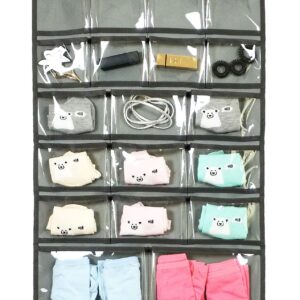 NIMES Hanging Closet Underwear Sock Bra Organizer Dual-Sided Accessories Storage With 42 Clear Pockets (GREY)