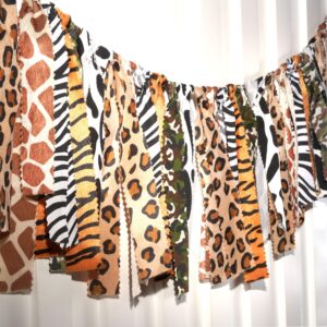 Jungle Safari High-Chair Banner Party Supplies - African Zoo Animal Wild One Birthday Baby Shower Party Banners Supplies Photo Booth Backdrop Props Decorations