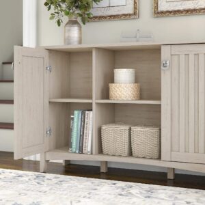 Bush Furniture Salinas Entryway Storage Set with Hall Tree, Shoe Bench and Accent Cabinet in Antique White