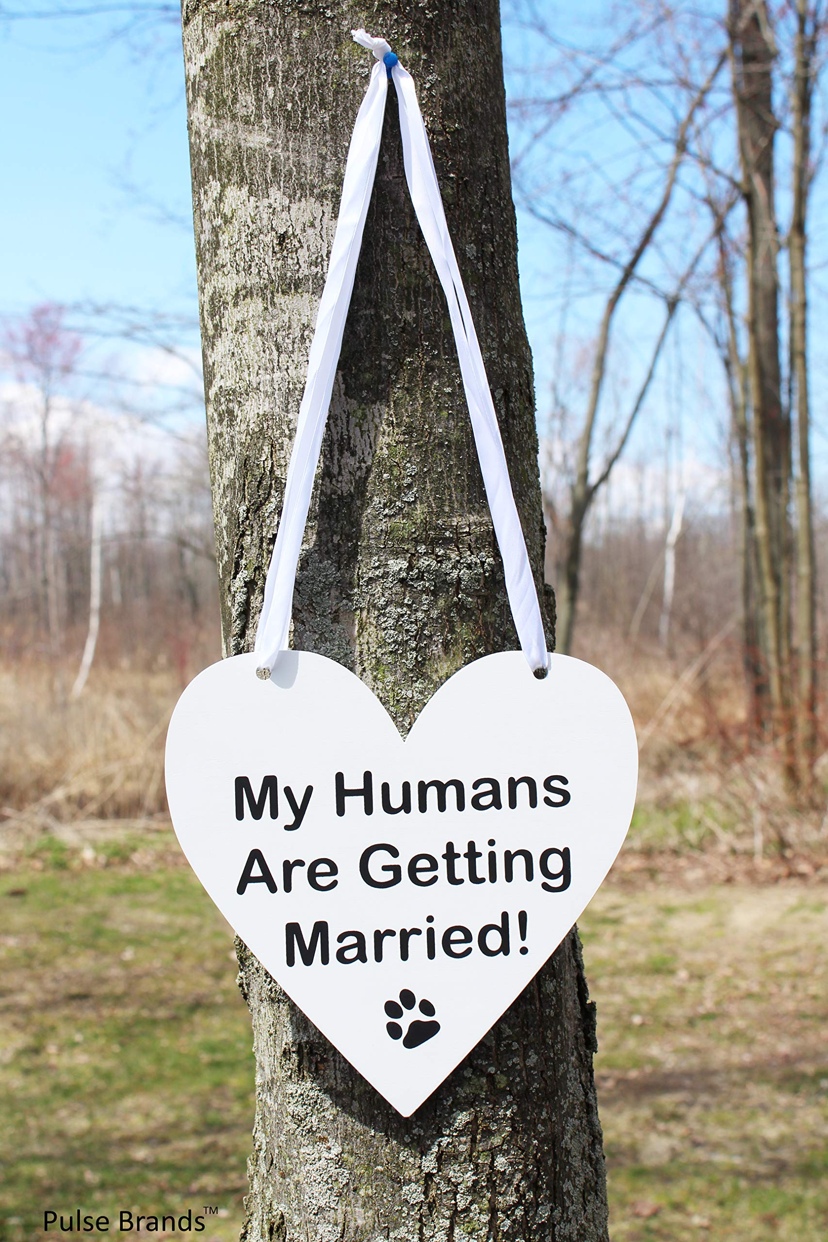 Pulse Brands Engagement Photo Prop Sign - My Humans are Getting Married - Engagement Gifts - Bride to Be - Engaged - Engagement Gifts for Couples (White)