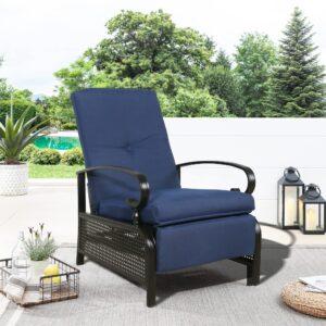 ulax furniture patio recliner chair automatic adjustable back outdoor lounge recliner sofa chair with 100% olefin cushion